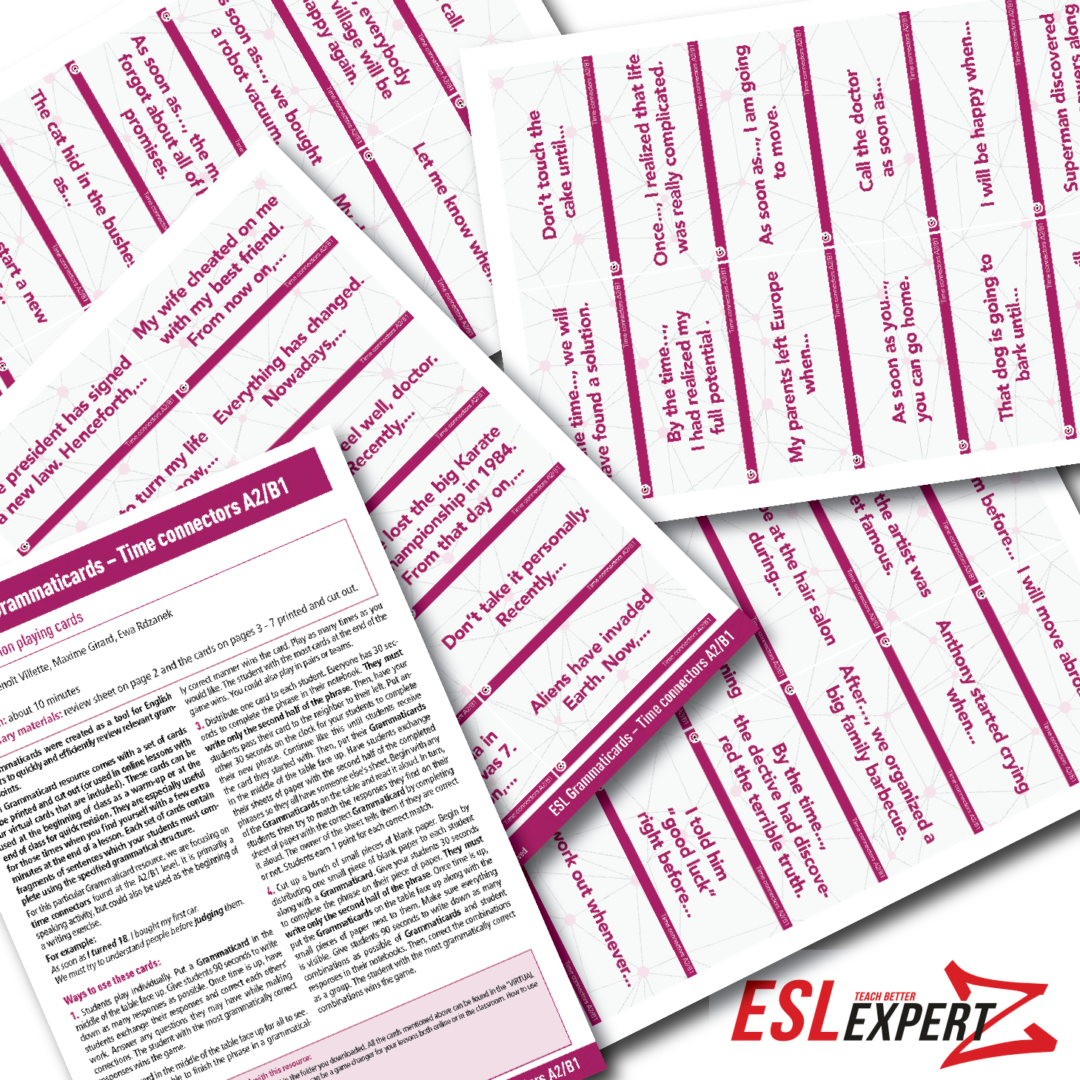 Grammaticards: Time Connectors - ESL Expertz