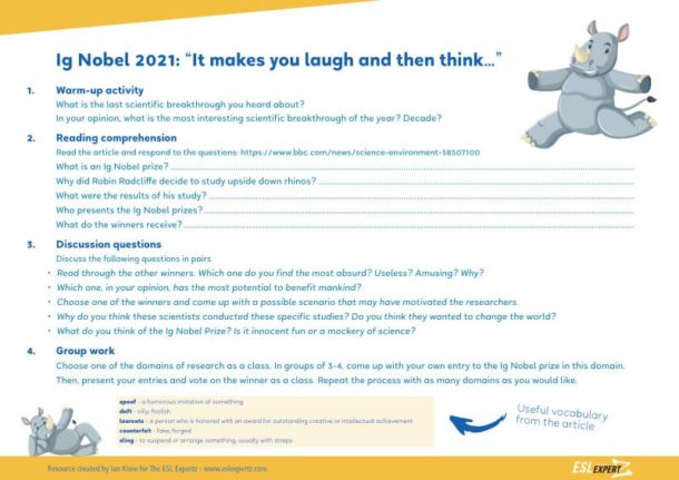 Scientific Research in English with the 2021 Ig Nobel Prizes - ESL Expertz