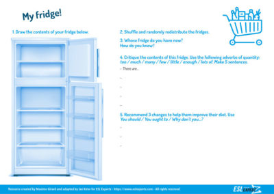 Food and Quantifiers Activity: My Fridge! - ESL Expertz
