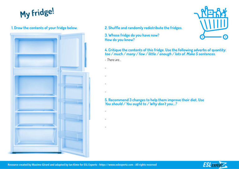 Food and Quantifiers Activity: My Fridge! - ESL Expertz