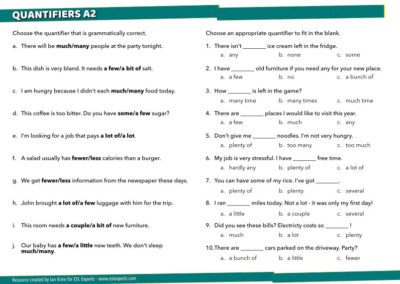 Interactive PDF Quantifiers Worksheet - ESL Expertz