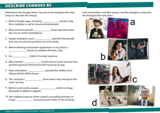 Describe Changes Worksheet - ESL Expertz