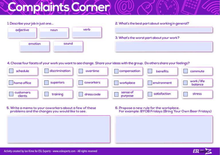 Jobs and Work ESL Activities Games and Lessons - ESL Expertz