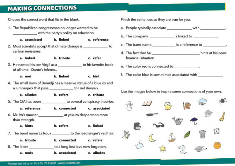 Vocabulary for Making Connections - ESL Expertz