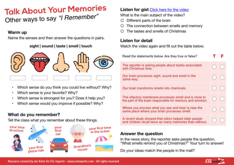 Talk About Your Memories - ESL Expertz