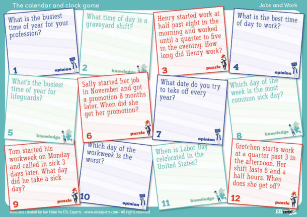 ESL Clock & Calendar Activities and Games - ESL Expertz