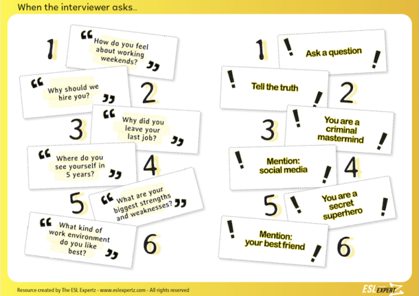 Real English Conversation: Job Interview Activity - ESL Expertz