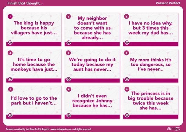 Present Perfect ESL Activities Games and Lessons - ESL Expertz