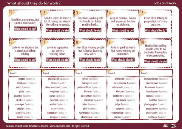 Jobs and Work ESL Activities Games and Lessons - ESL Expertz