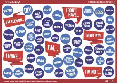 Hobbies & Free Time ESL Activities Games and Lesson Plans