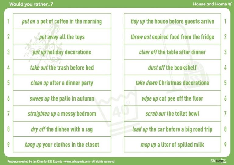 Which house chores would you rather do? - ESL Expertz