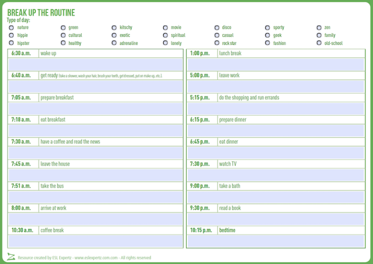 Break Up the Routine - ESL Expertz