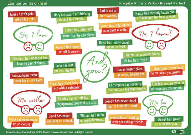 Irregular Phrasal Verbs Activity - ESL Expertz