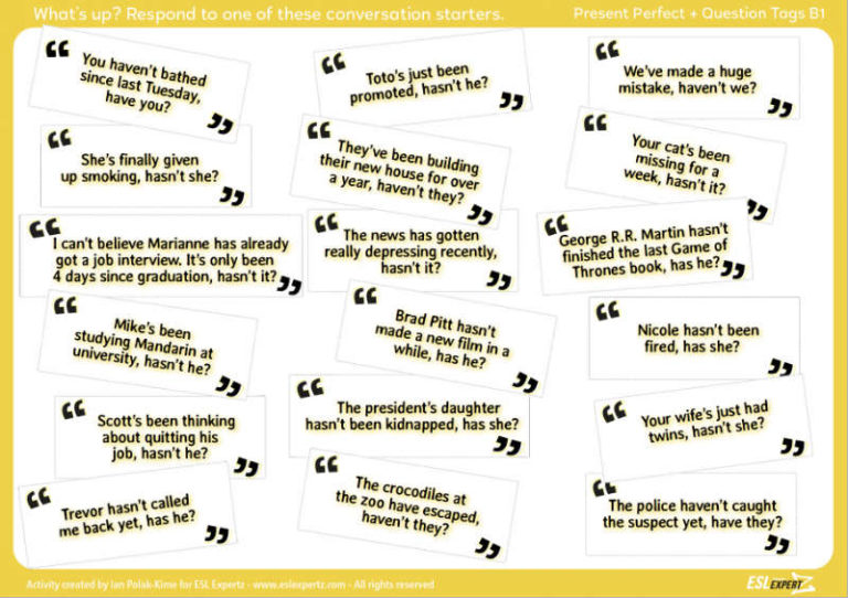 Present Perfect with Question Tags - ESL Expertz