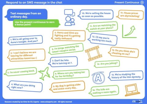 Present Continuous SMS Game - ESL Expertz