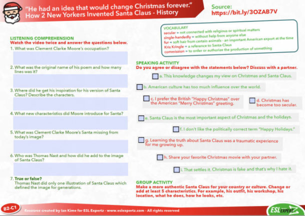 Christmas ESL Activities Games and Lesson Plans - ESL Expertz