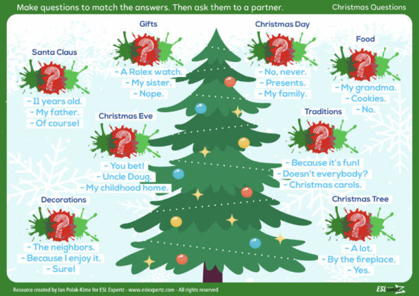ESL Christmas Questions Activity - ESL Expertz