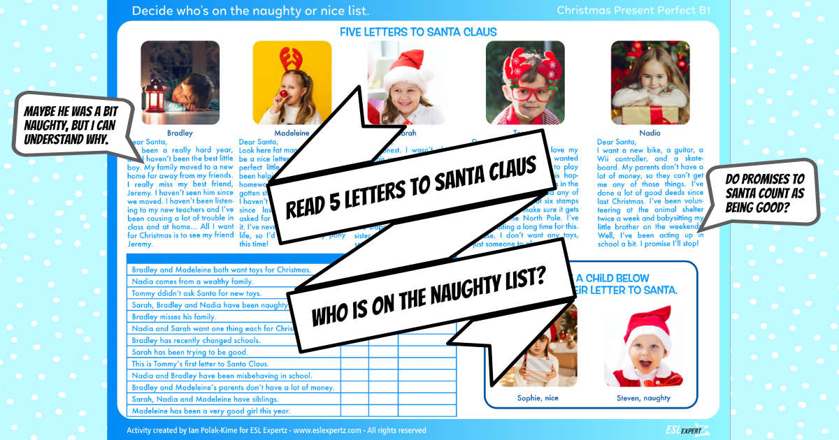 ESL Letters to Santa Activity - ESL Expertz