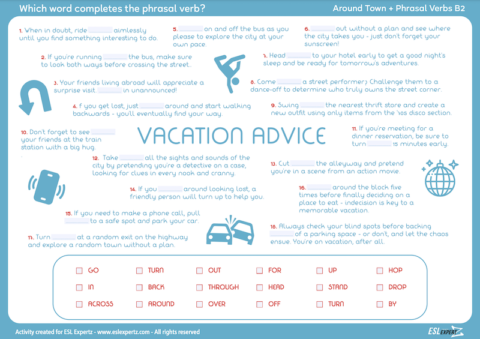Phrasal Verbs on Vacation - ESL Expertz