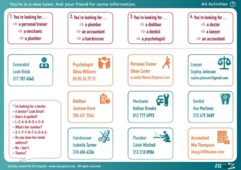 A0 Activity: Asking for Contact Information - ESL Expertz