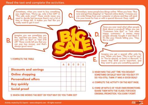 Sales and Promotions in English - ESL Expertz