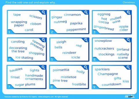 Christmas Vocabulary Game Odd One Out - ESL Expertz