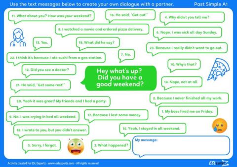 Past Simple Text Messages - ESL Expertz