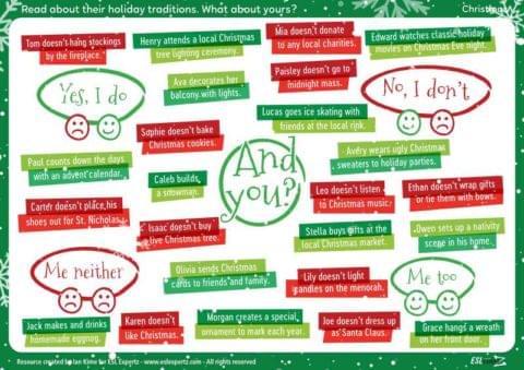 Christmas Traditions Verbs and Vocabulary: Lie Detector - ESL Expertz